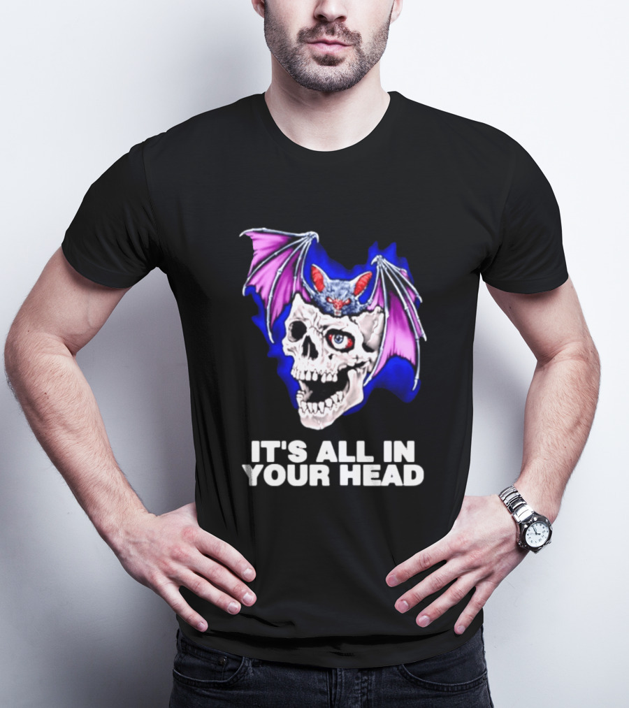 It's All In Your Head Bat Skull Gothic Colorful Horror T-Shirt