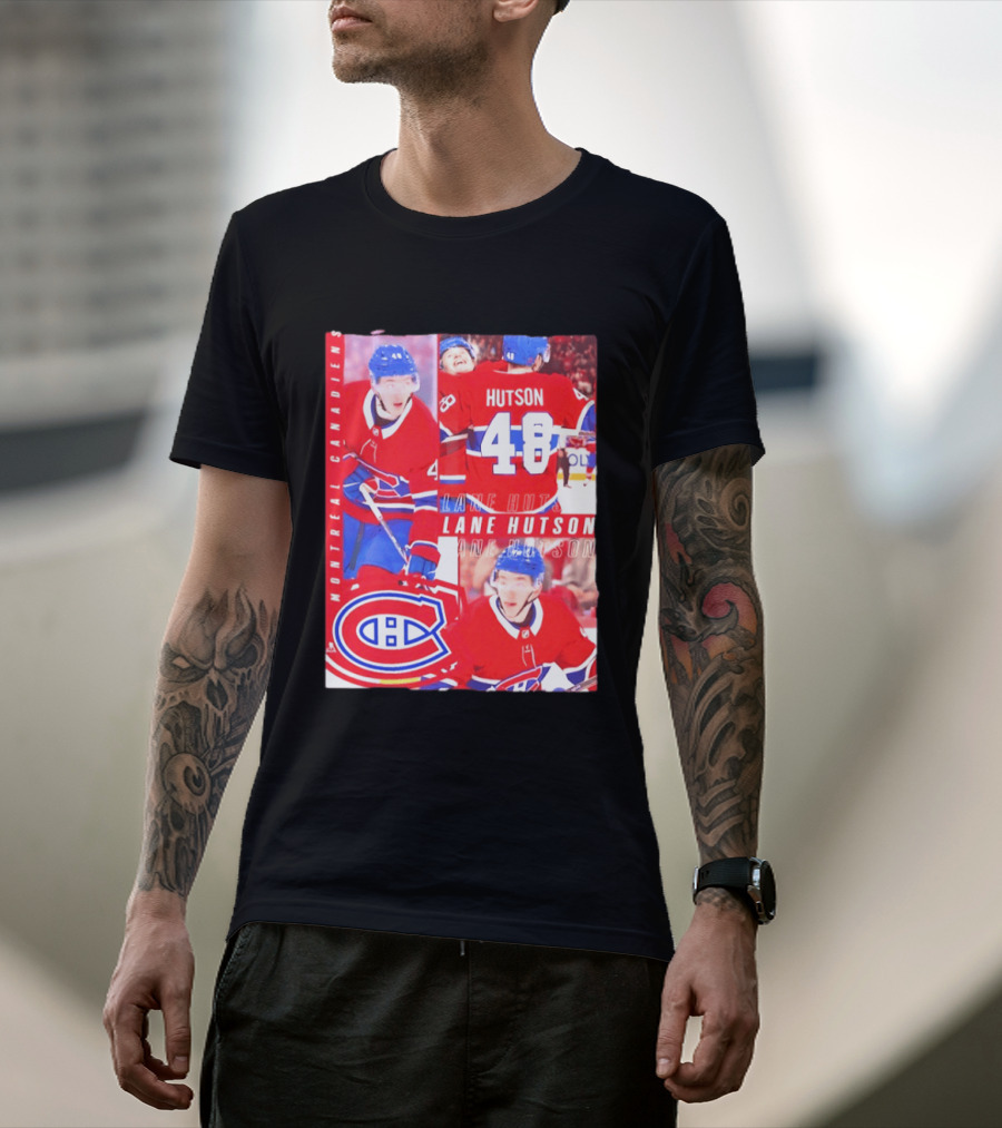 Montreal Canadiens Lane Hutson 48 All For One Moment T-Shirt