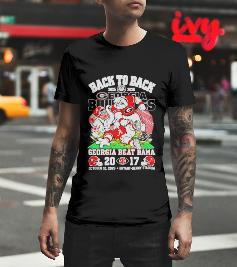 Back To Back Georgia Bulldogs Beat Bama 20 17 October 31 2026 Sanford Stadium T-Shirt