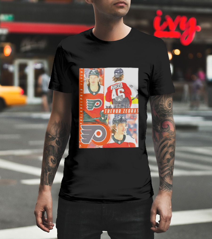 Philadelphia Flyers Trevor Zegras 46 Hockey Moment T-Shirt