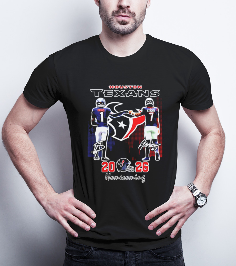 Houston Texans Stefon Diggs C.J. Stroud 2026 Homecoming Signatures T-Shirt