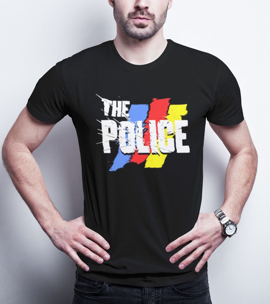 The Police Band Logo With Colorful Stripes T-Shirt