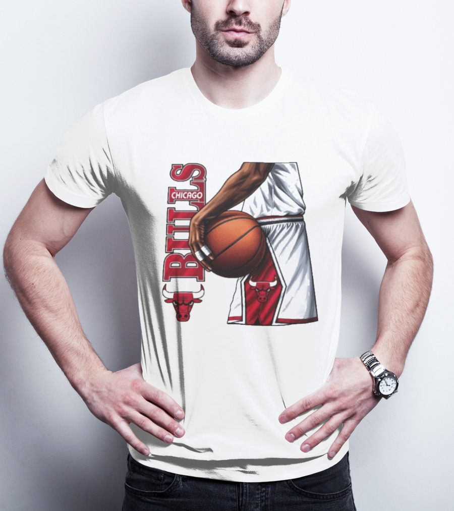 Chicago Bulls Basketball Team Player Holding Ball Iconic Sports Uniform T-Shirt