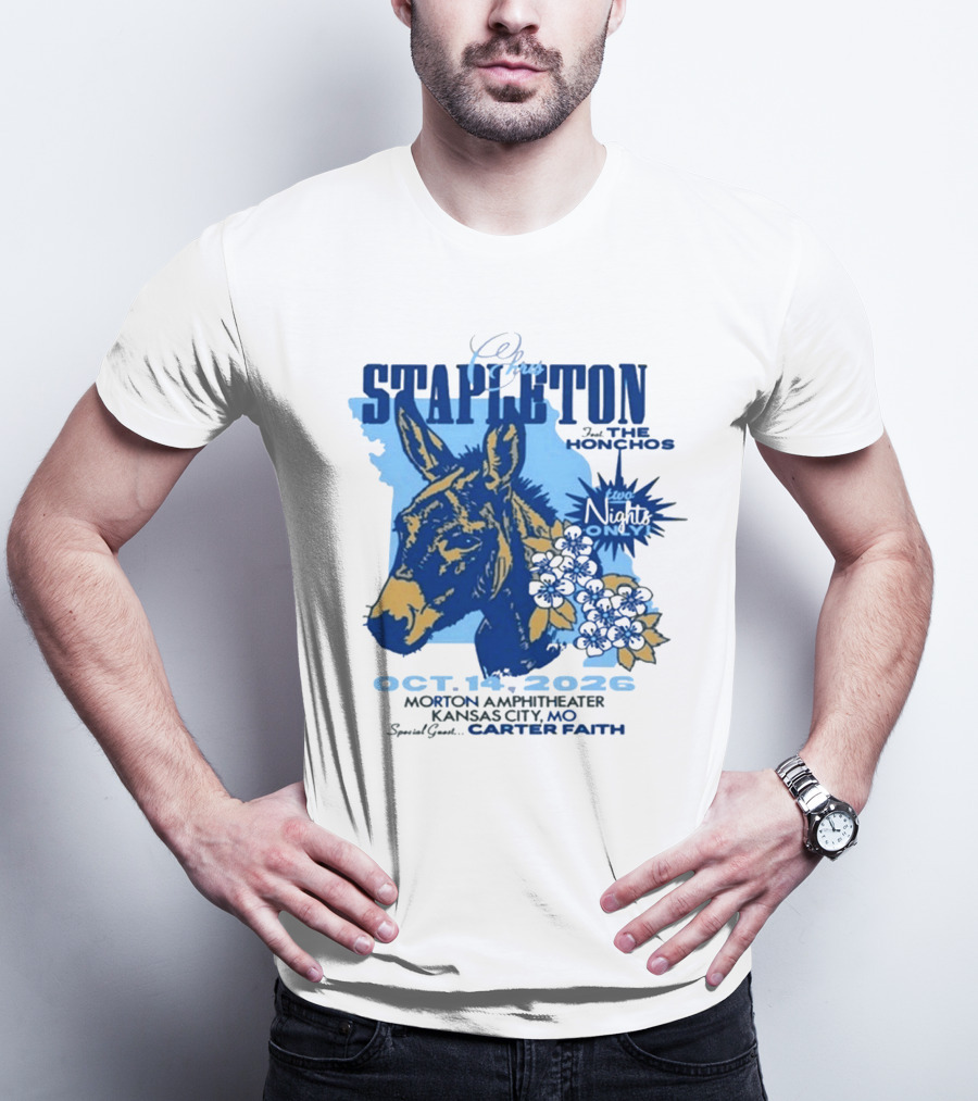 Chris Stapleton With The Honchos Kansas City MO October 14 2026 Morton Amphitheater Special Guest Carter Faith T-Shirt