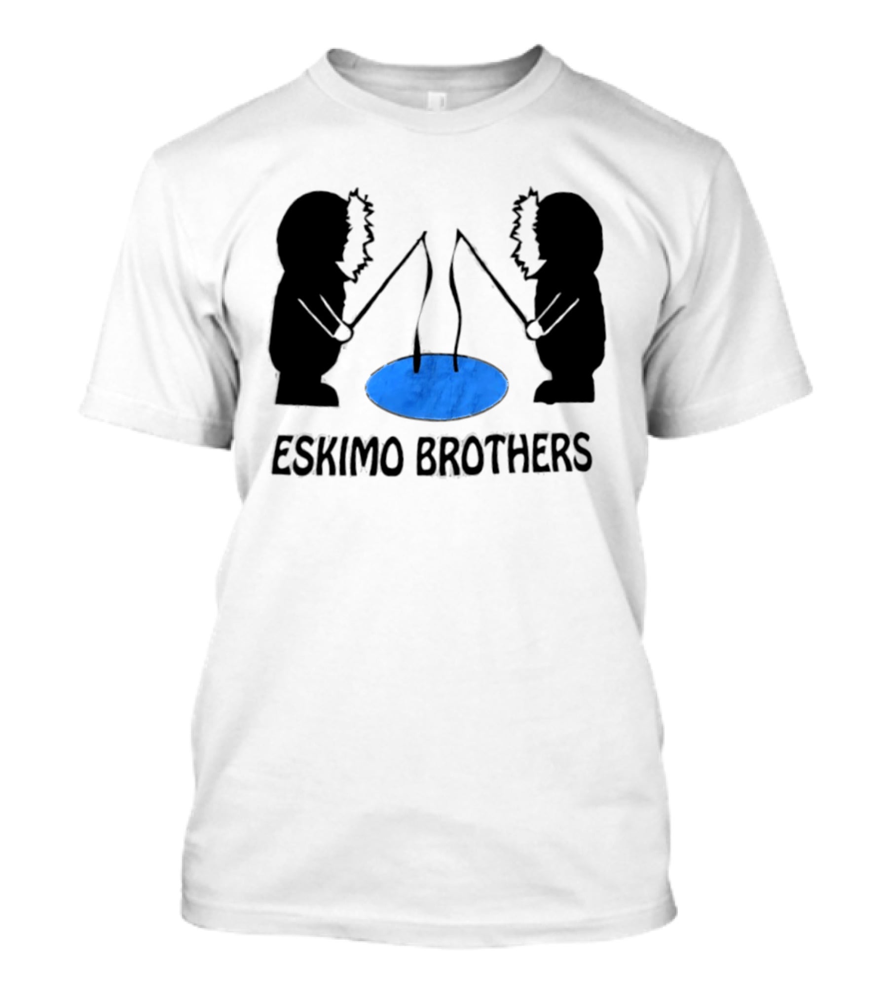 Eskimo Brothers Ice Fishing Duo With Hole And Rods T-Shirt