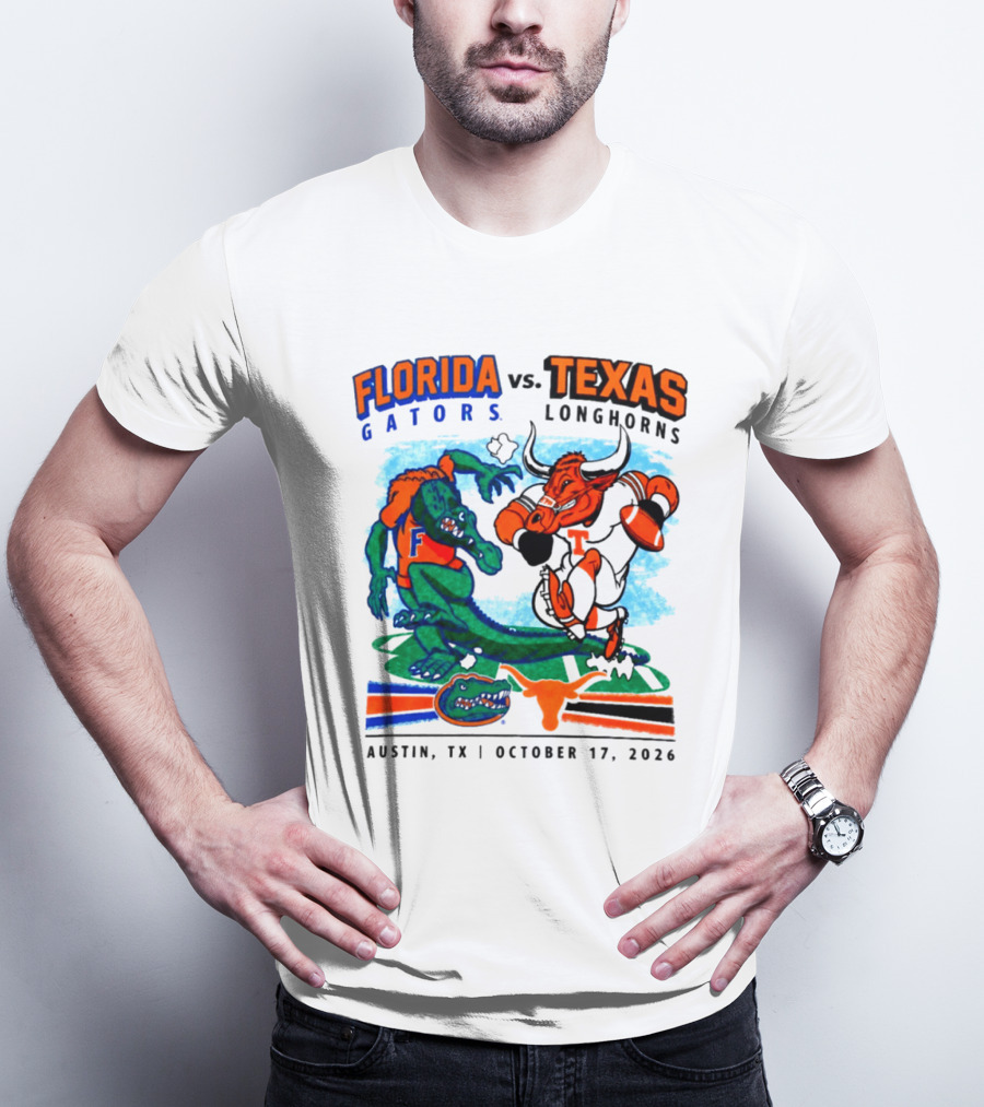 Florida Gators Vs Texas Longhorns Austin TX October 17 2026 Football Matchup T-Shirt