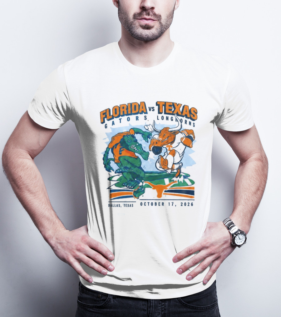Florida Vs Texas Gators Longhorns Dallas Texas October 17 2026 T-Shirt