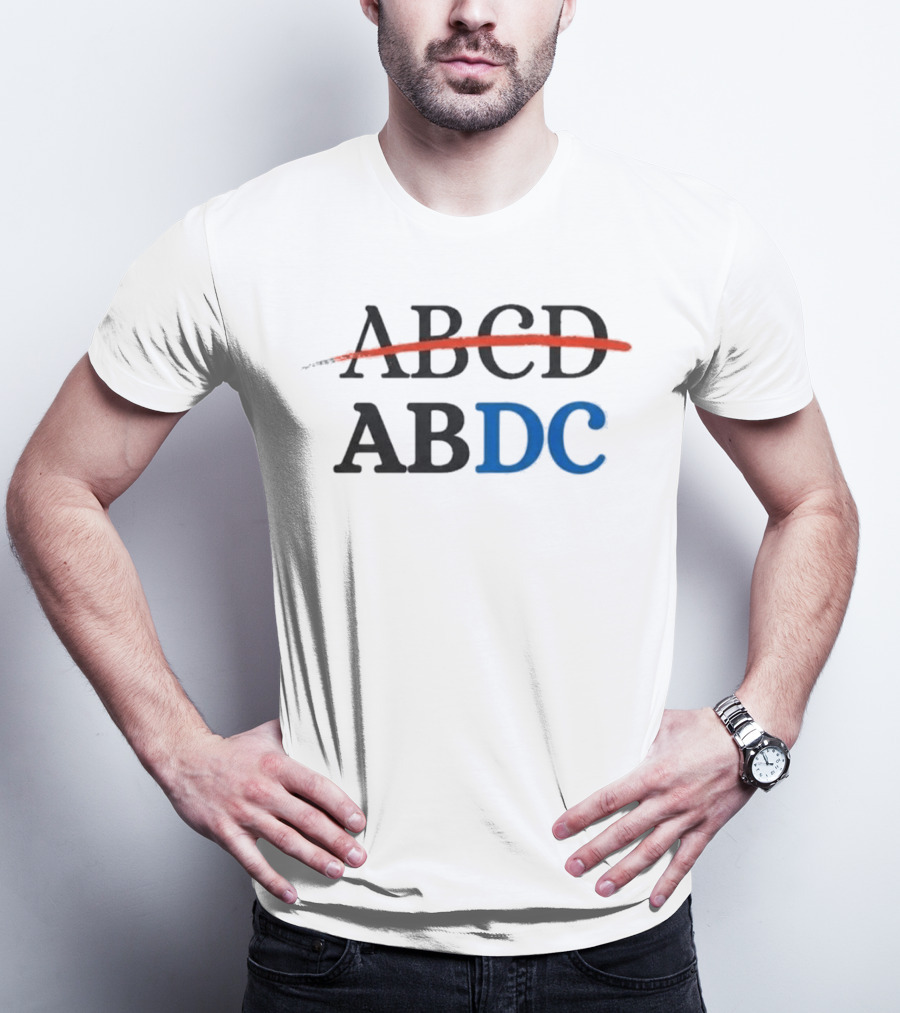 Rajesh Sharma Gulati ABCD Strikethrough ABDC Alphabet Correction T-Shirt