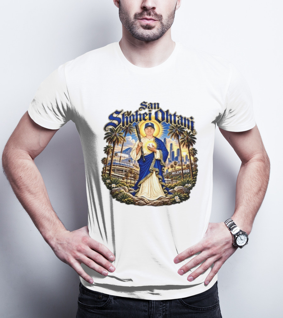 San Shohei Ohtani Los Angeles Baseball Holy Wood Stadium Cityscape T-Shirt