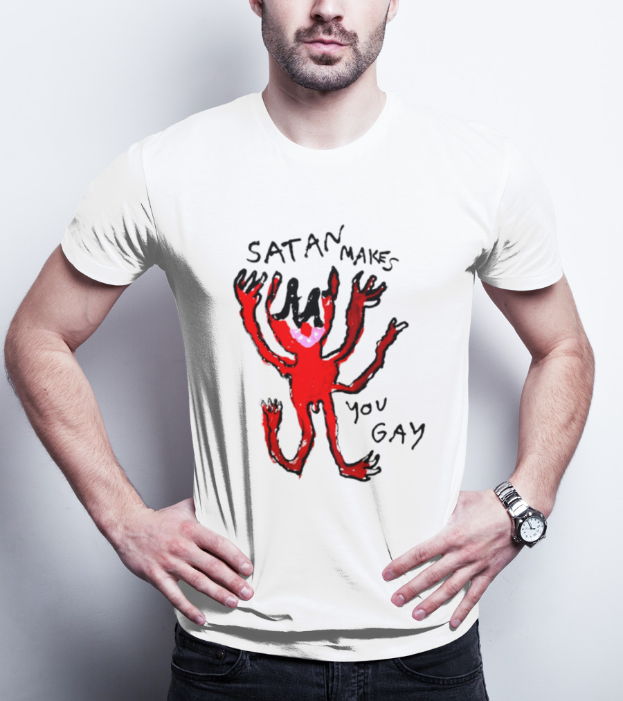 Satan Makes You Gay Devil Six Armed Creature T-Shirt