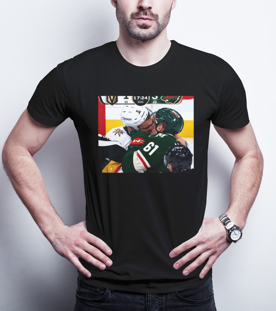 Lorenz And Lauzon Kissing Fight Vegas Golden Knights Minnesota Wild NHL Hockey T-Shirt