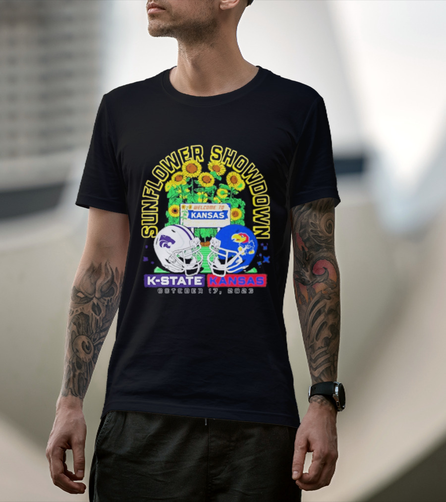 Sunflower Showdown K State Wildcats Vs Kansas Jayhawks October 17 2026 Welcome To Kansas Rivalry T-Shirt