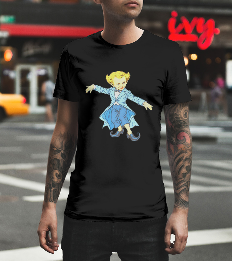 Rumpelstiltskin Tip Toe Cartoon Character In Blue Suit And Black Shoes T-Shirt