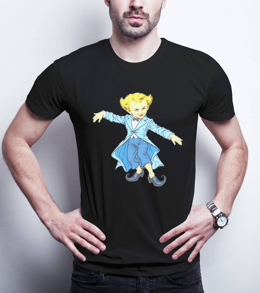 Rumpelstiltskin Tip Toe Cartoon Character In Blue Suit And Black Shoes T-Shirt