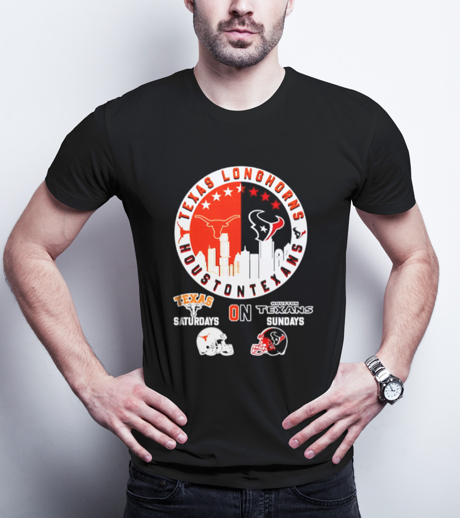 Texas Longhorns Houston Texans Saturdays Sundays Football Helmet T-Shirt