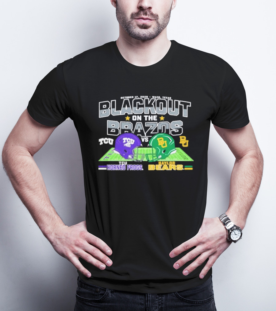 Baylor Bears Vs TCU Horned Frogs Blackout On The Brazos Gameday T-Shirt
