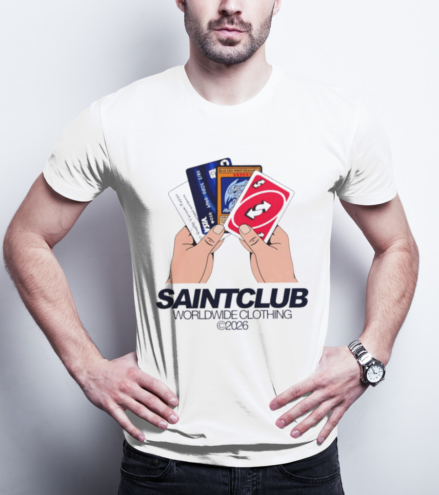 Blue Eyes White Dragon Uno Card Saintclub Worldwide Clothing 2026 T-Shirt