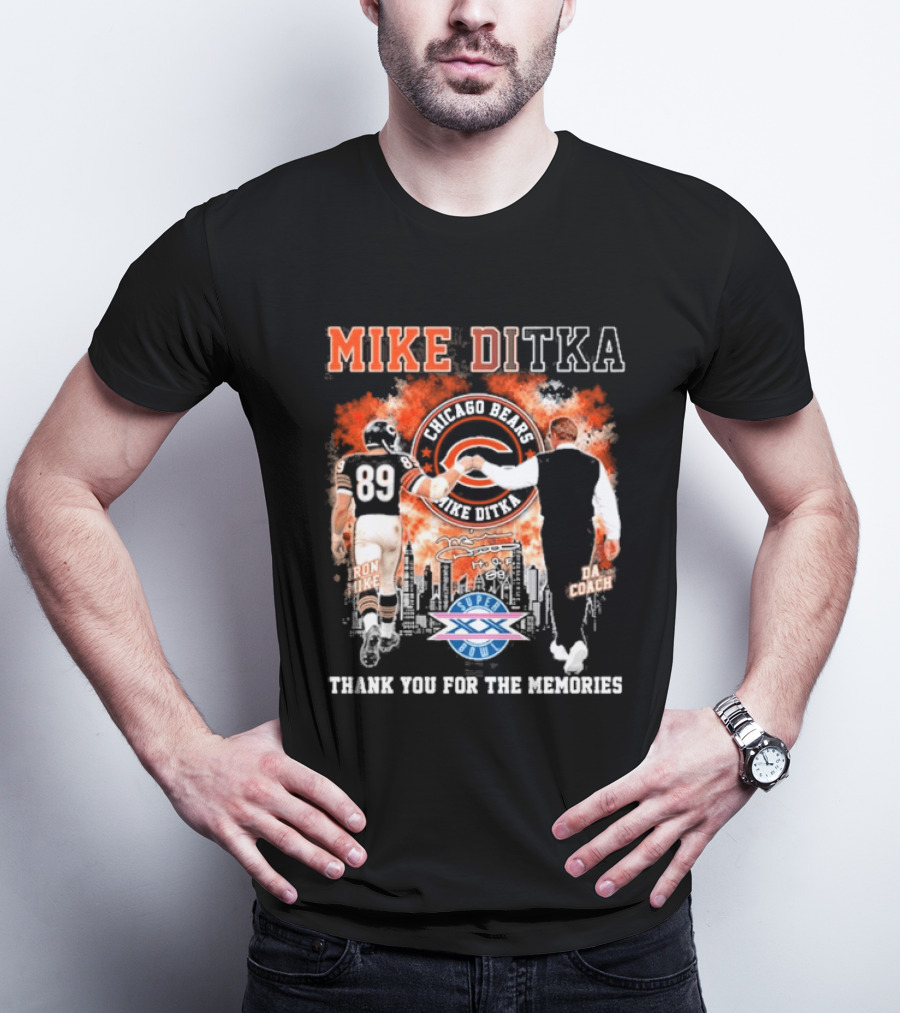 Mike Ditka Iron Mike Da Coach Super Bowl Fist Bump Thank You For The Memories T-Shirt