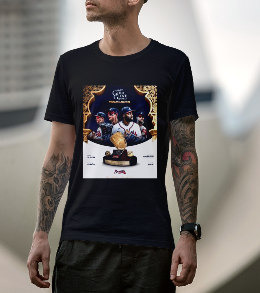 Rawlings Gold Glove Award Finalists Chris Sale Matt Olson Michael Harris II Mauricio Dubón Featuring Braves T-Shirt