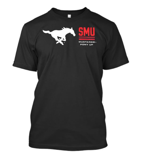 SMU Mustangs Pony Up Coach Rhett Lashlee Running Horse T-Shirt