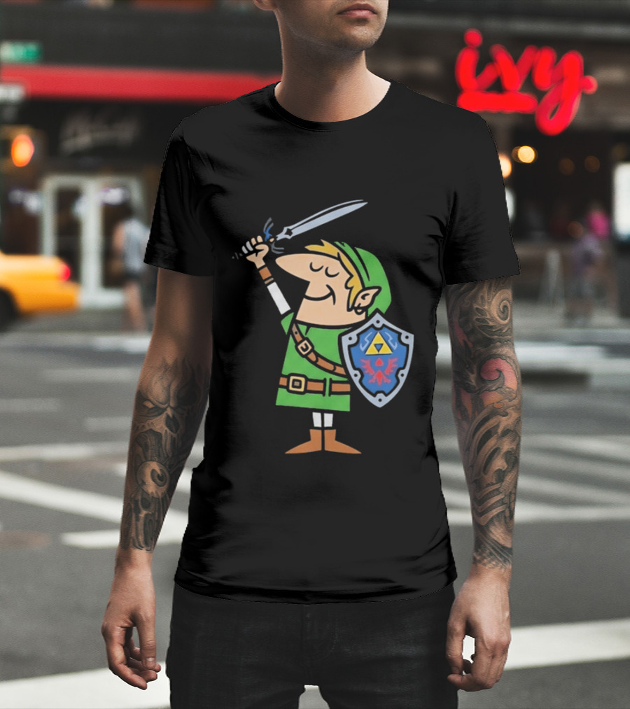 Little Caesars Link Green Zelda Shield Sword T-Shirt