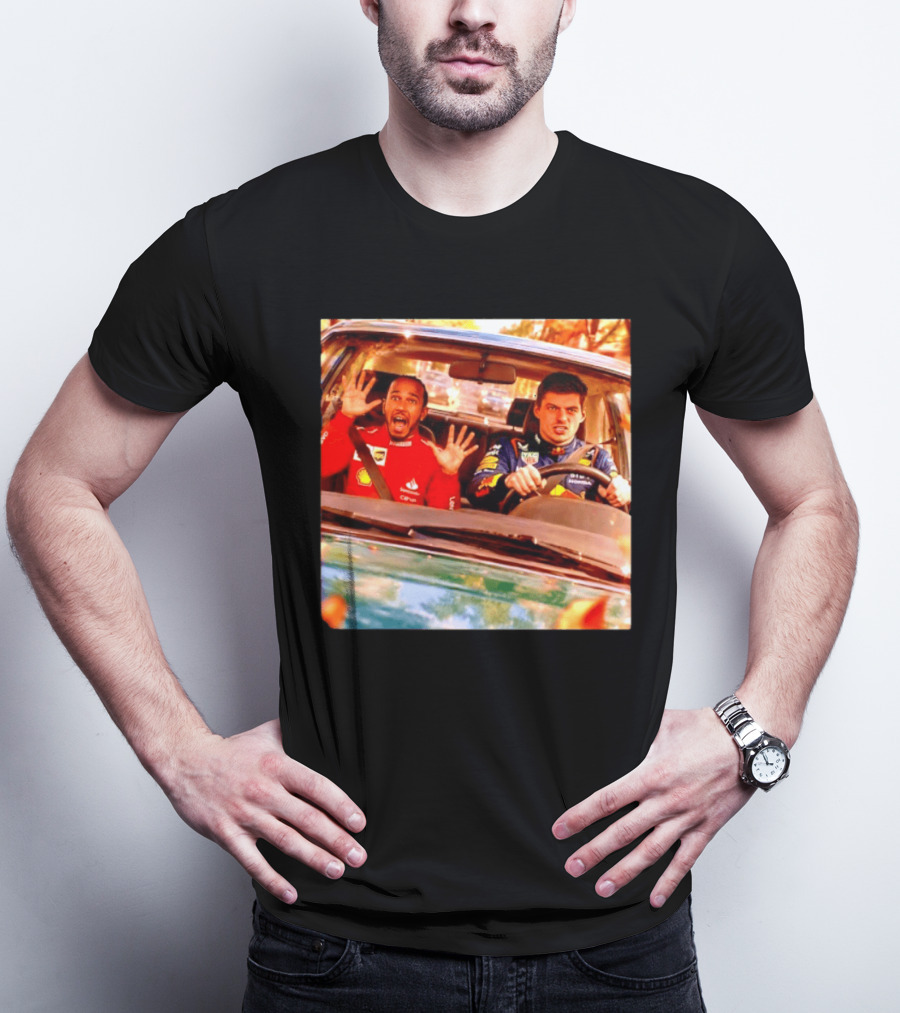 Max Verstappen Racing Scared Lewis Hamilton Passenger Scene T-Shirt