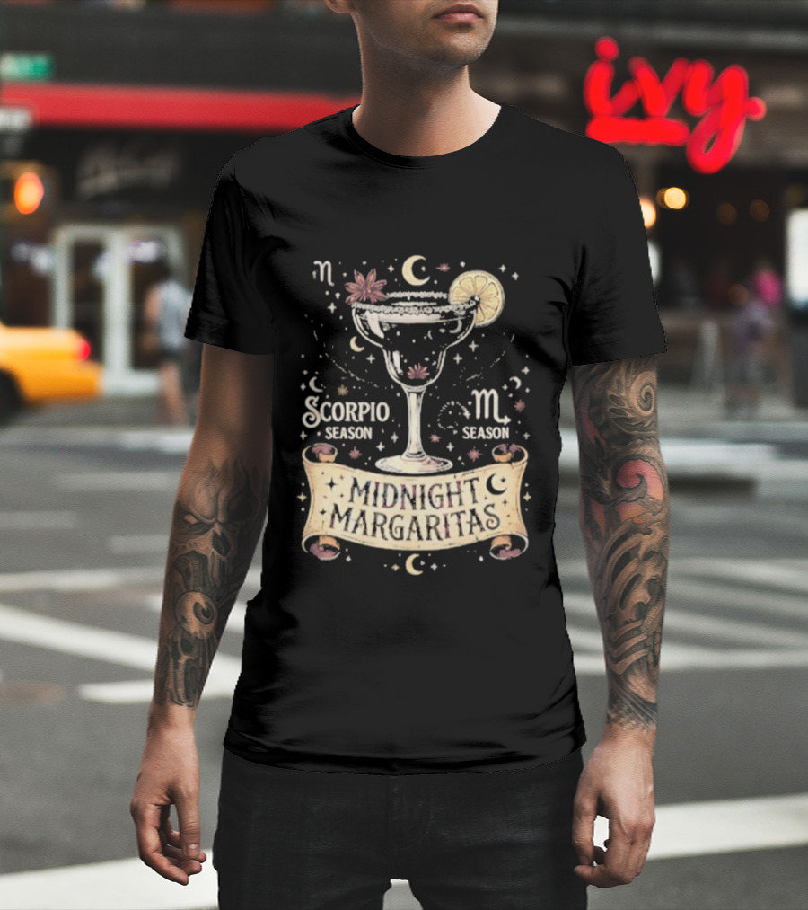 Midnight Margaritas Scorpio Season Zodiac Cocktail Aesthetic T-Shirt