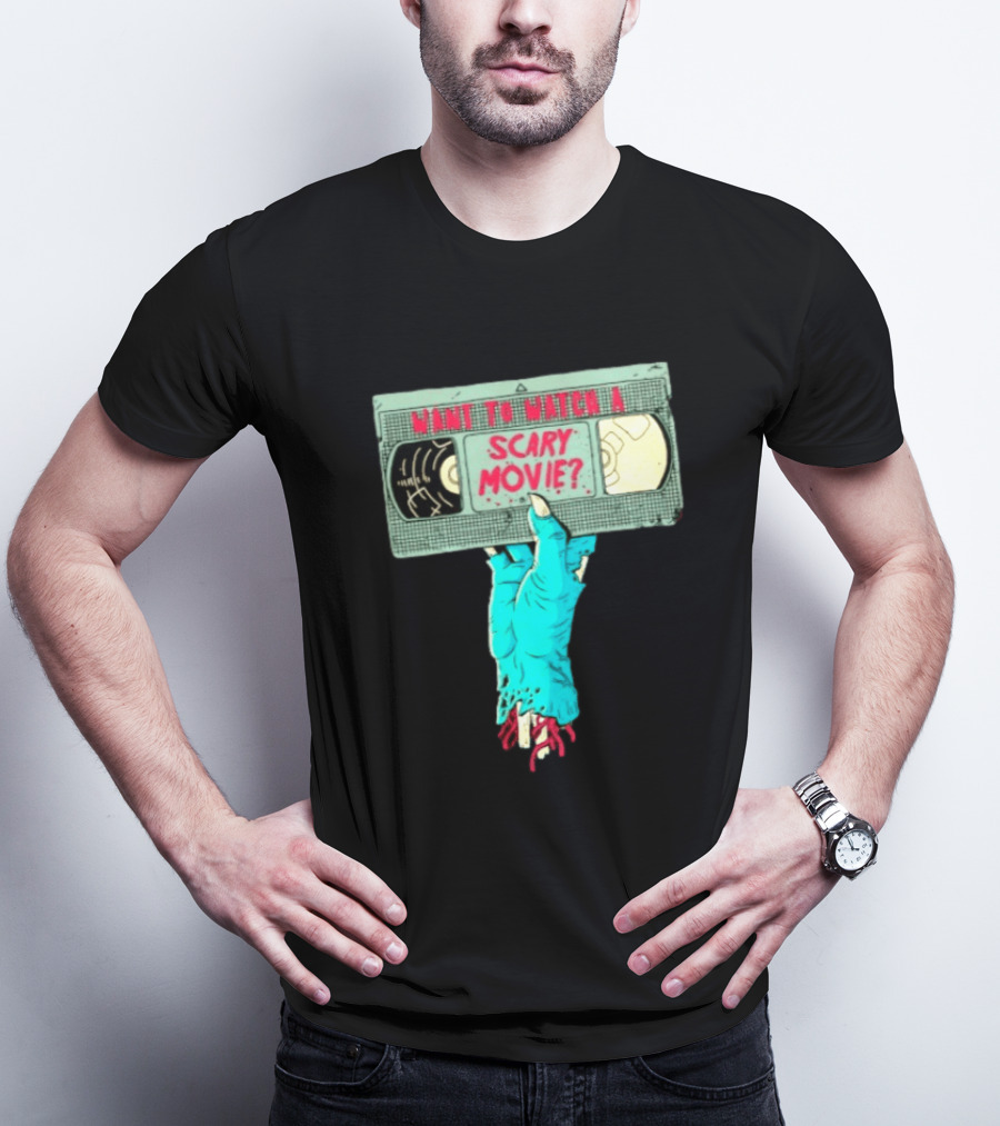 Want To A Scary Movie VHS Horror Hand T-Shirt