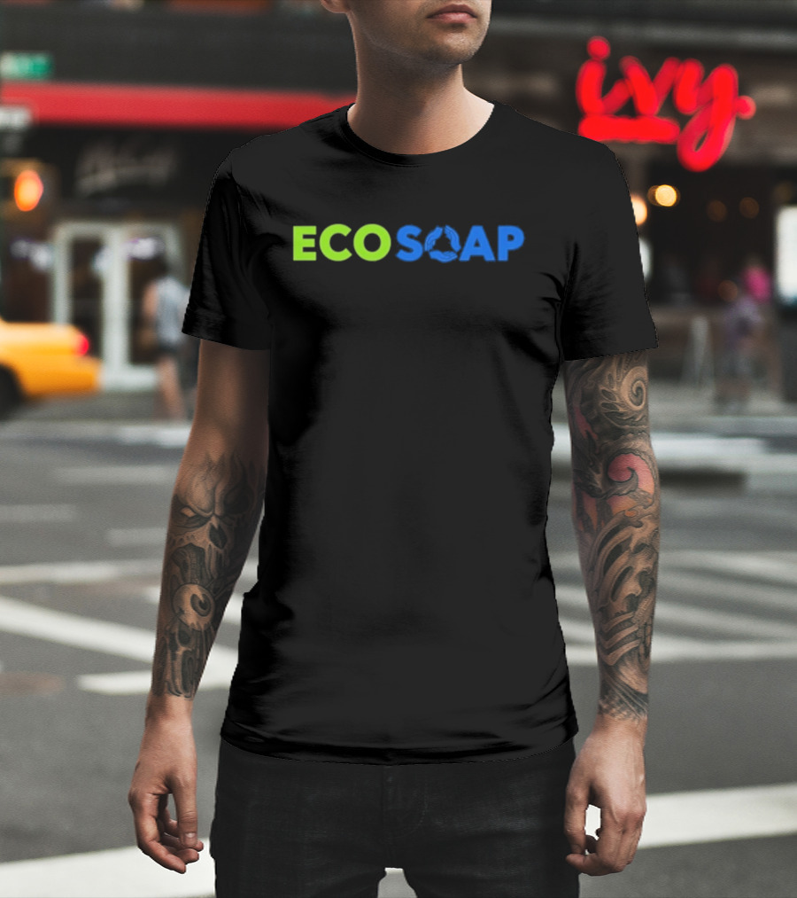 Purchased Equals 100 Bars Donated Ecosoap Green Blue Recycling T-Shirt