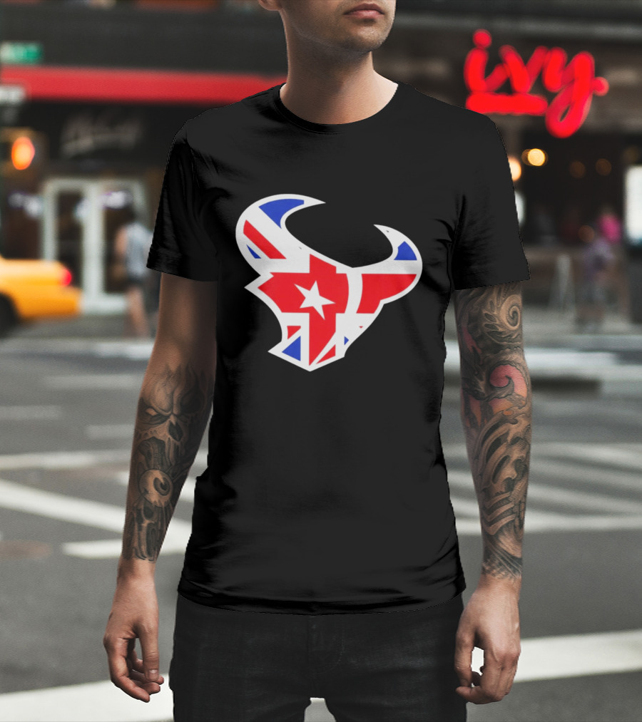Texans British Flag Bullhead Symbol UK Team Profile T-Shirt