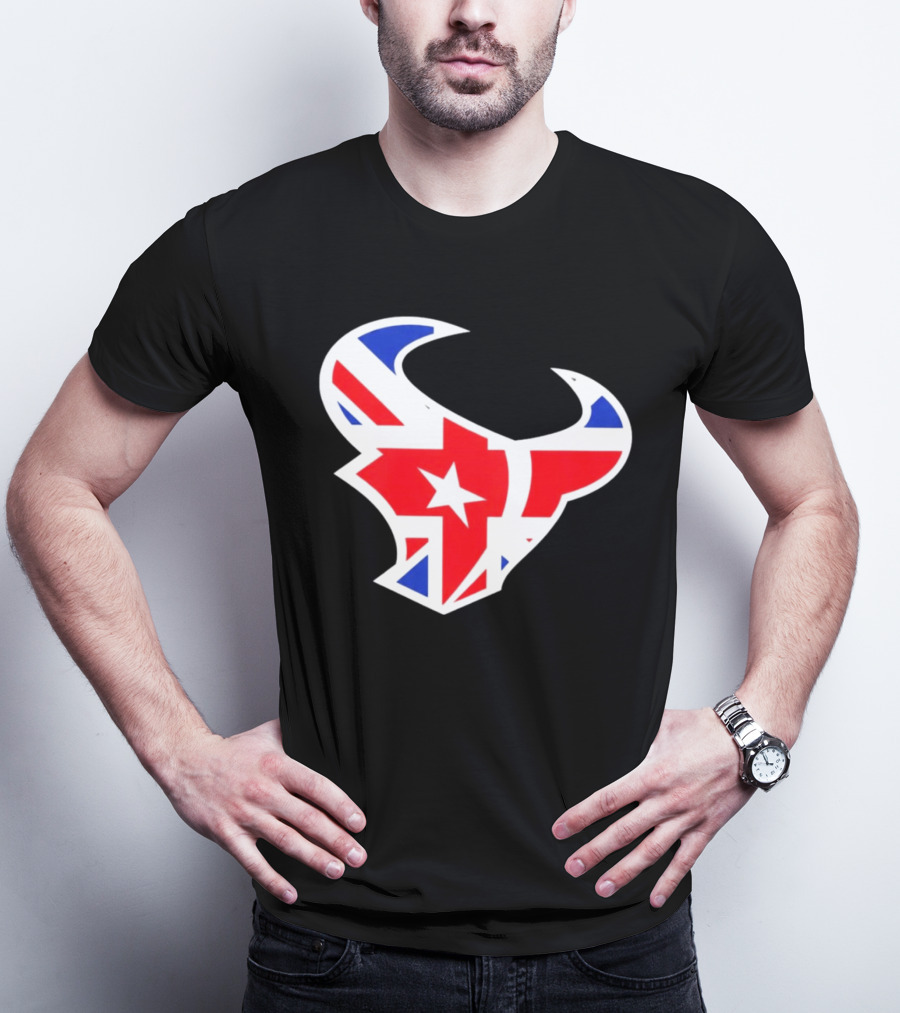 Texans British Flag Bullhead Symbol UK Team Profile T-Shirt