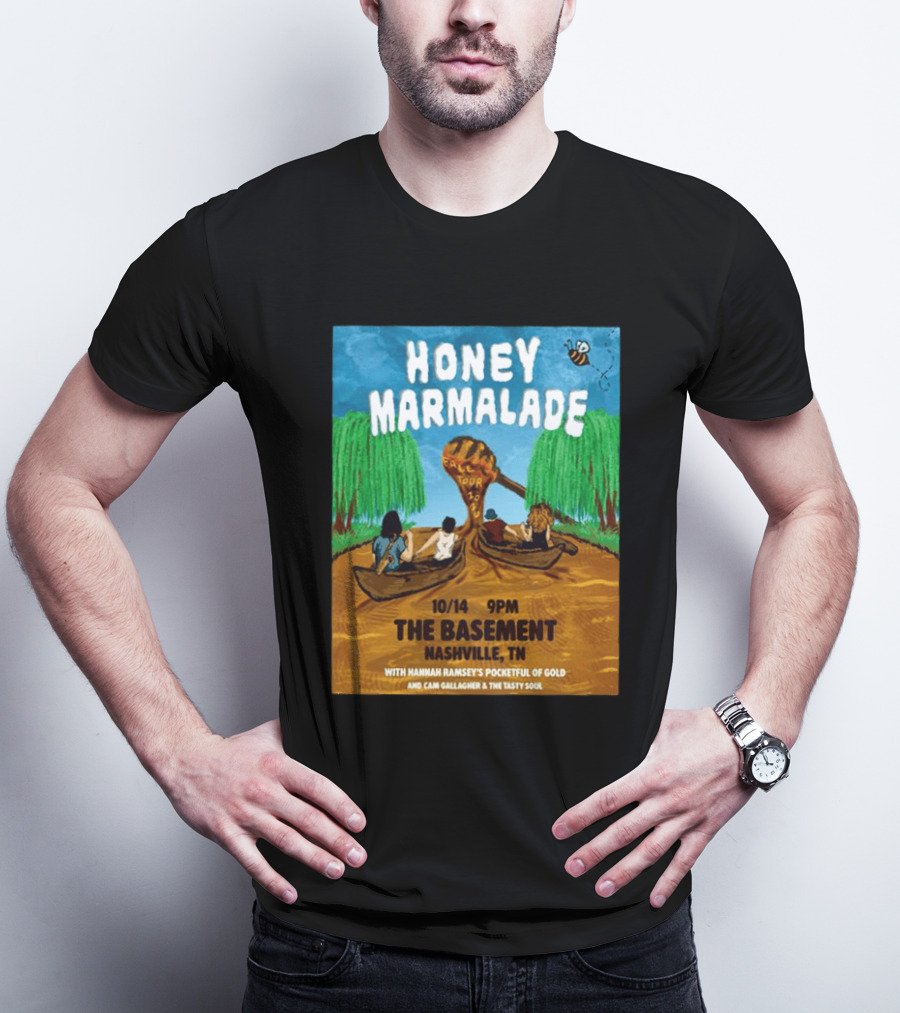 Honey Marmalade Fall Tour 2026 Nashville The Basement Halloween Event With Hannah Ramsey's Pocketful Of Gold And Cam Gallagher And The Tasty Soul T-Shirt