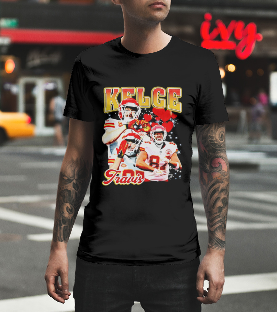 Travis Kelce Kansas City Chiefs Hand Heart Kelce 87 T-Shirt