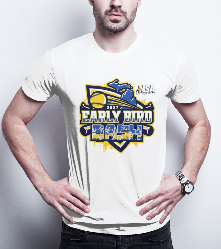 2027 NSA Early Bird Bash Fastpitch Tournament Michigan Softball T-Shirt
