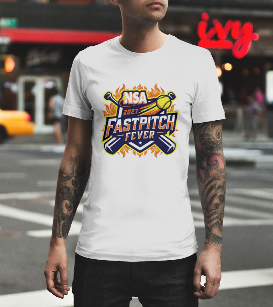NSA 2027 Fastpitch Fever Tournament Softball Flames T-Shirt