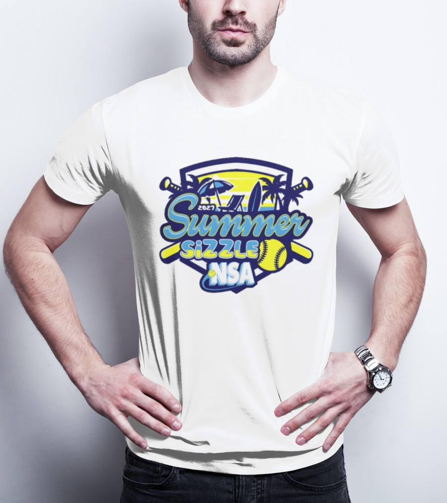 2027 Summer Sizzle NSA Fastpitch Softball Tournament Palms Beach Scene T-Shirt