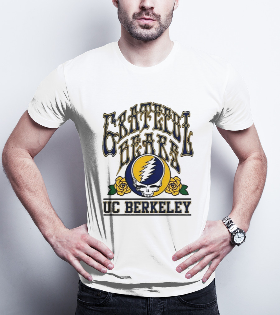 Grateful Bears Skull And Lightning Bolt Roses UC Berkeley T-Shirt
