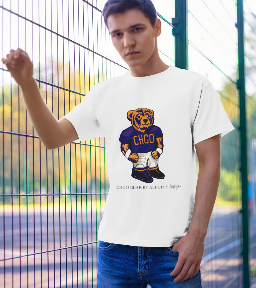Chicago Bears CHGO Bear By AllCity Football Collaboration T-Shirt