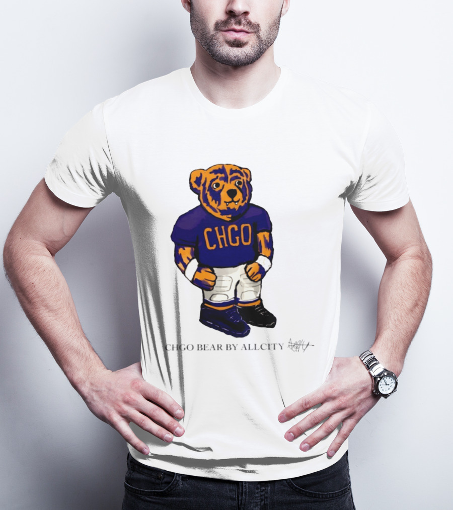 Chicago Bears CHGO Bear By AllCity Football Collaboration T-Shirt