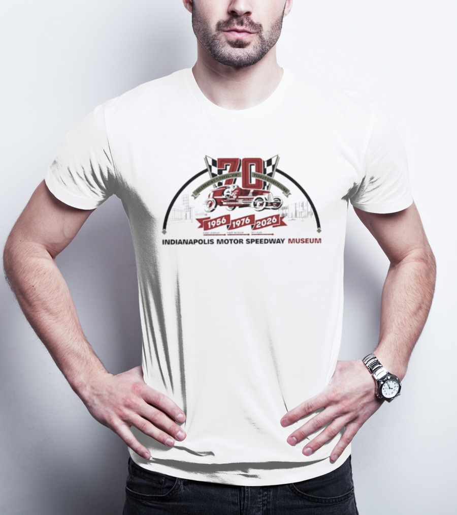 Indianapolis Motor Speedway Museum 70th Anniversary 1956 1976 2020 Racing Exhibition T-Shirt