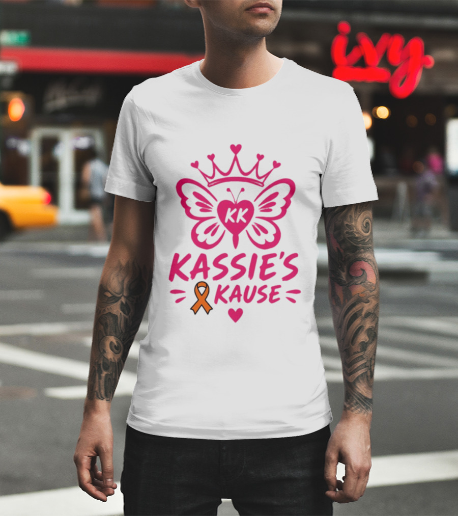 Kassie's Kause KK Butterfly Crown Orange Awareness Ribbon T-Shirt