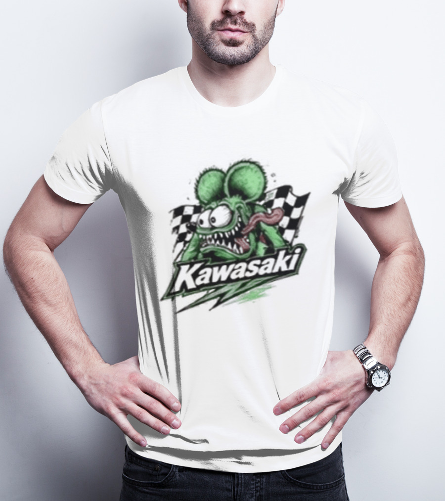 Kawasaki Racing Rat Fink Ninja For Sport Bike Enthusiasts T-Shirt