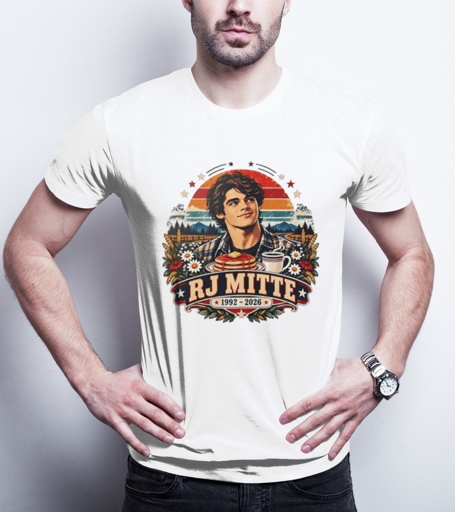 RJ Mitte 1992 2026 Pancakes And Coffee Retro Nature Scene T-Shirt