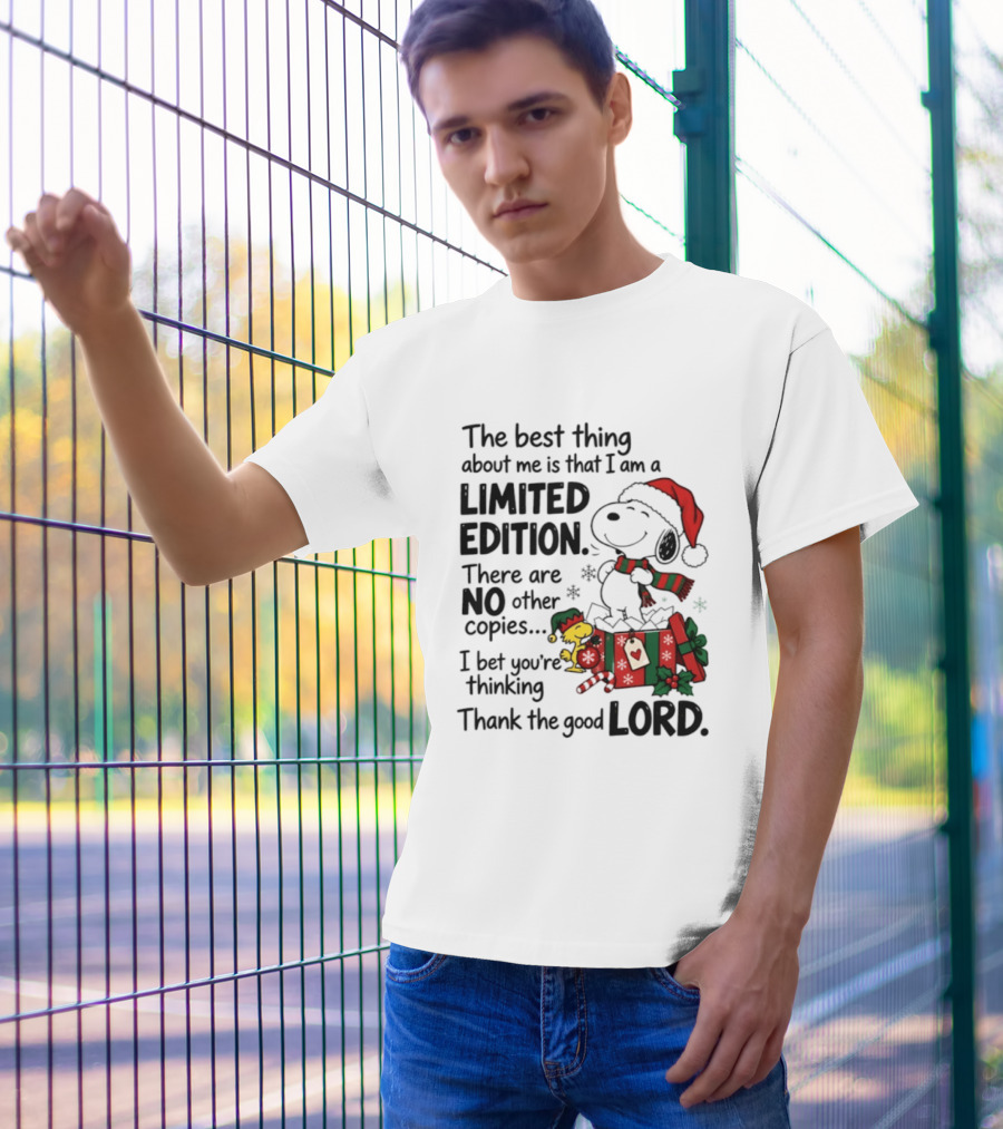Snoopy Christmas Limited Edition Thank The Good Lord T-Shirt