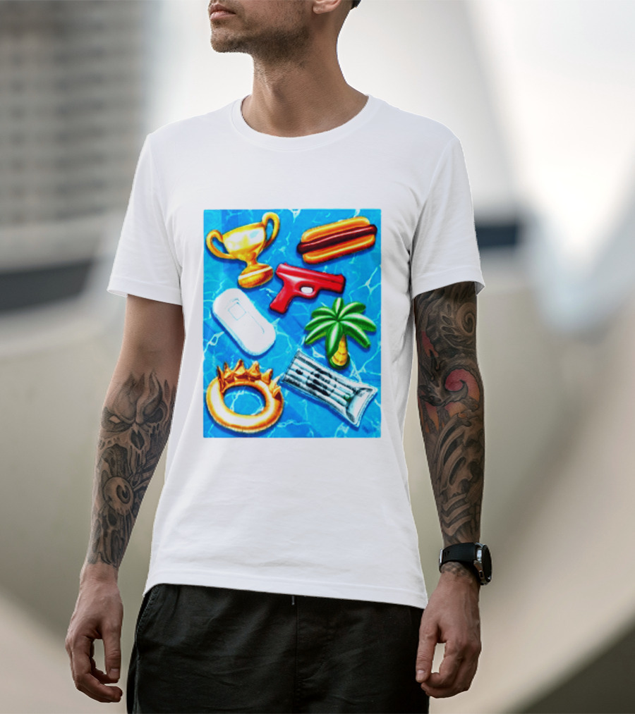 The Wynwood Walls Shop Store Leon Keer Trophy Hotdog Palm Gun Newspaper Seven Sins T-Shirt
