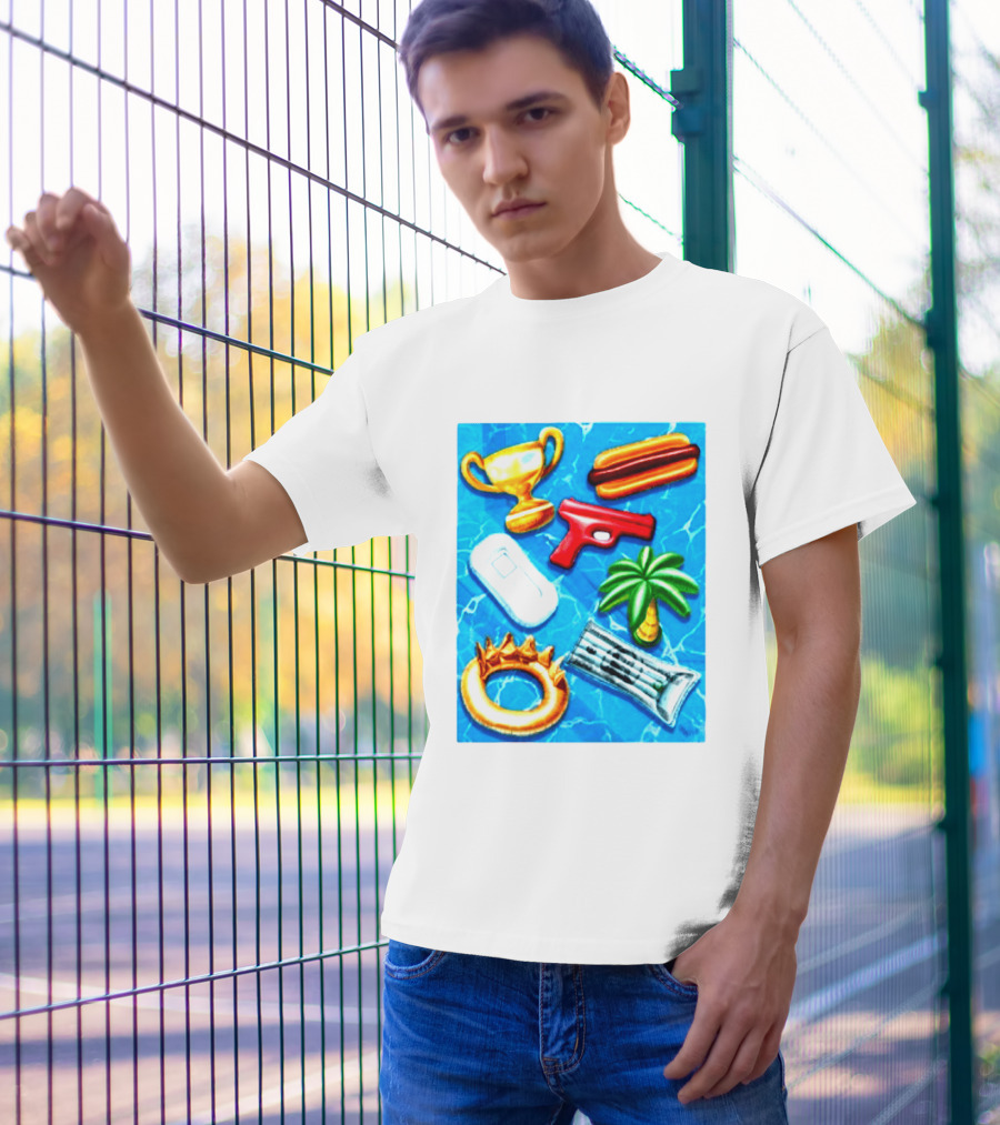 The Wynwood Walls Shop Store Leon Keer Trophy Hotdog Palm Gun Newspaper Seven Sins T-Shirt