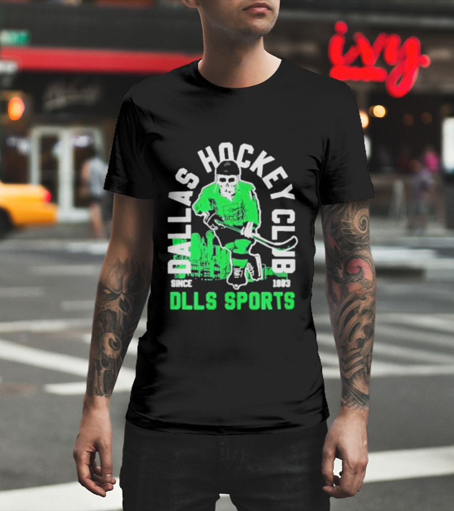 Dallas Hockey Club Since 1993 Dlls Sports Green Hockey Player T-Shirt
