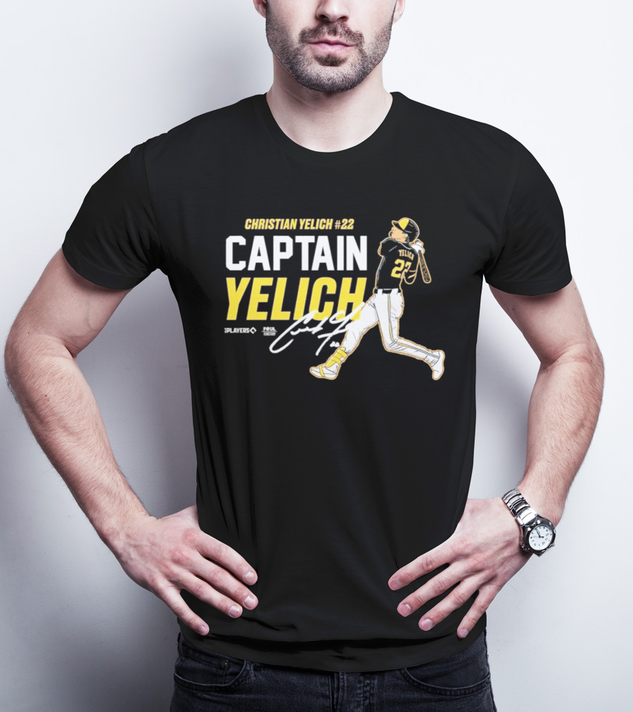 Milwaukee Brewers Christian Yelich 22 Captain Yelich Signature T-Shirt