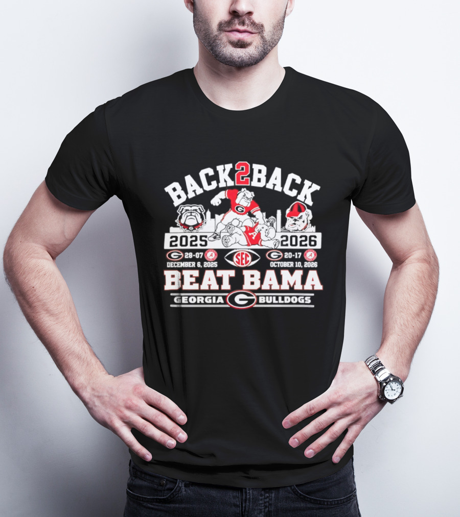 Back 2 Back SEC Champs Georgia Bulldogs Beat Bama 2025 2026 Skyline T-Shirt