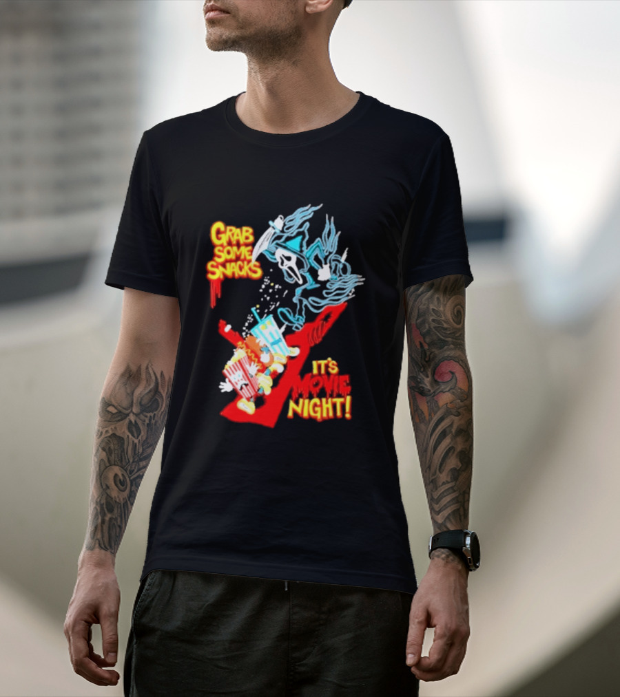Grab Some Snacks Ghostface It's Movie Night Scream Halloween 2026 T-Shirt